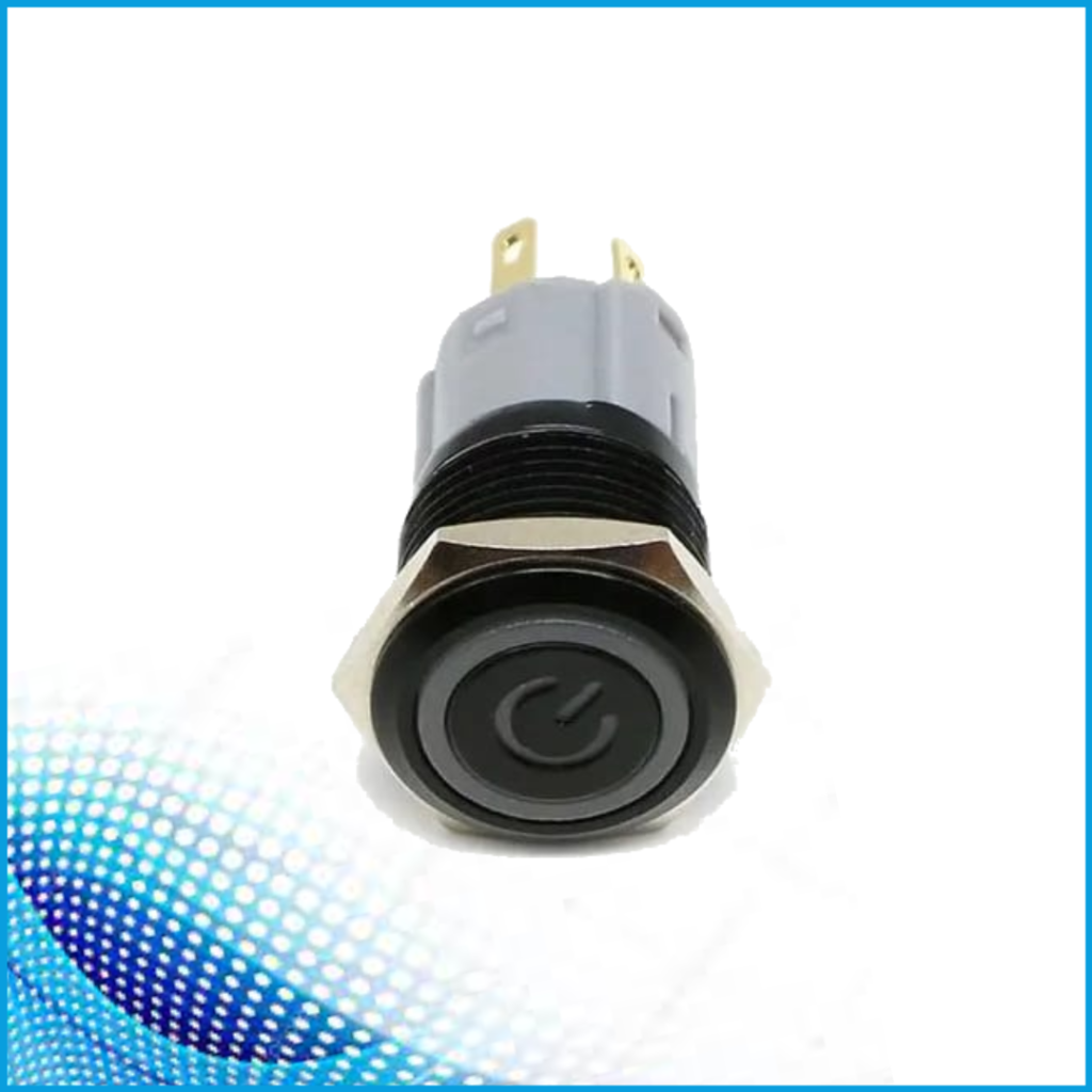 Boton Pulsador Momentáneo 16mm Con Led (elegir) AZUL 12V | Estudio Tecno